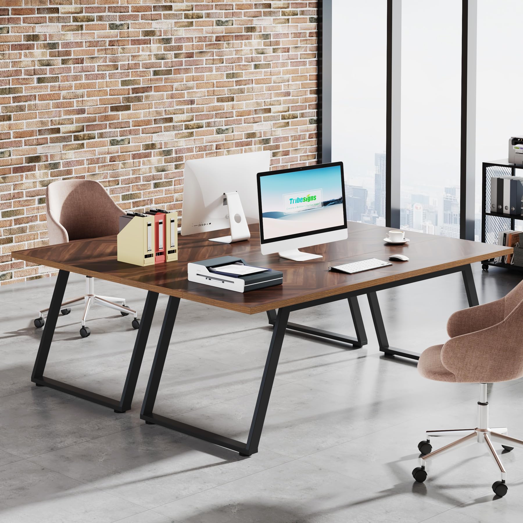 Tribesigns 63 Inch Executive Office Desk, Large Computer Desk with Thickened Frame, Modern Simple Study Writing Table Workstation Desk for Home Office, Living Room