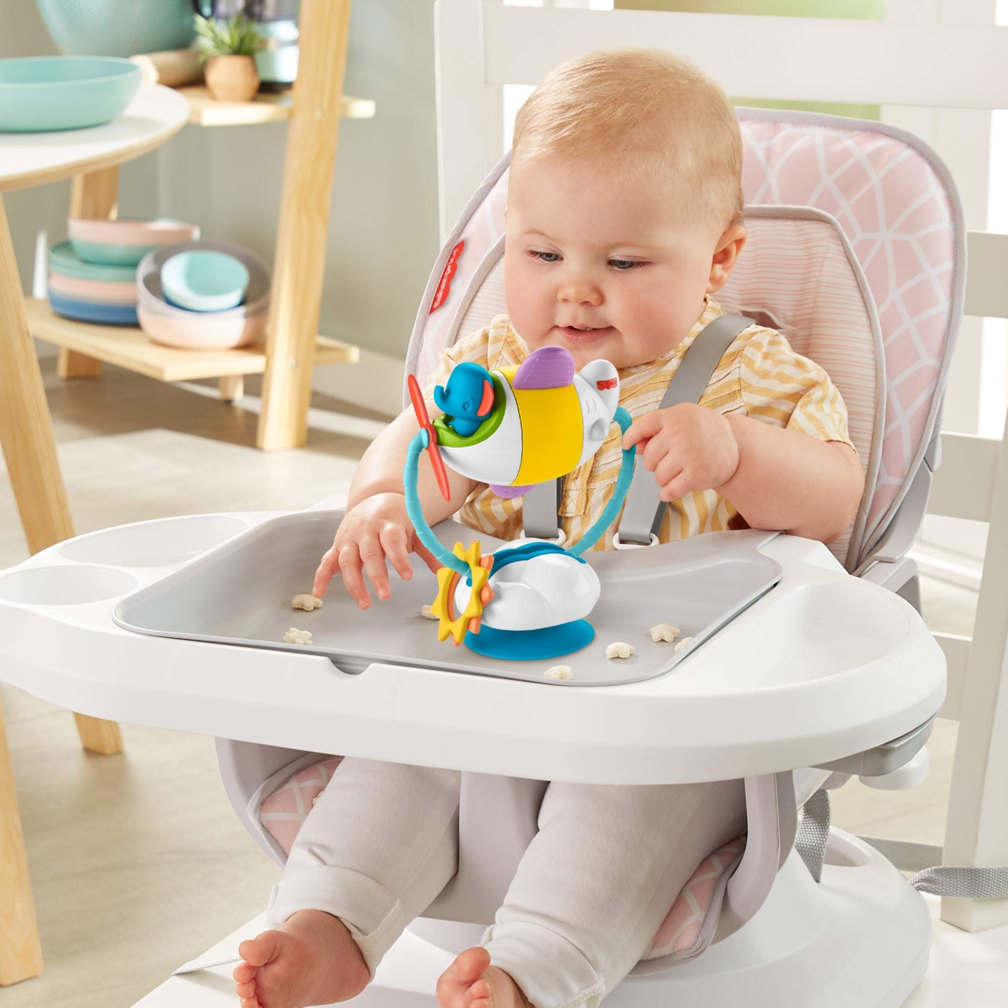 Fisher-Price Total Clean Activity Plane, Dishwasher-Safe high Chair Suction Cup Baby Toy