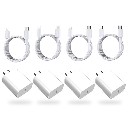 GAOJIXING 4-Pack USB-C Fast Charger for iPhone, 20W PD Power Adapter Wall Charger with USB C Cable Compatible with iPhone 14/14 Pro/14 Pro Max/14 Plus/13/12/11 and More, OFS-390, white-4