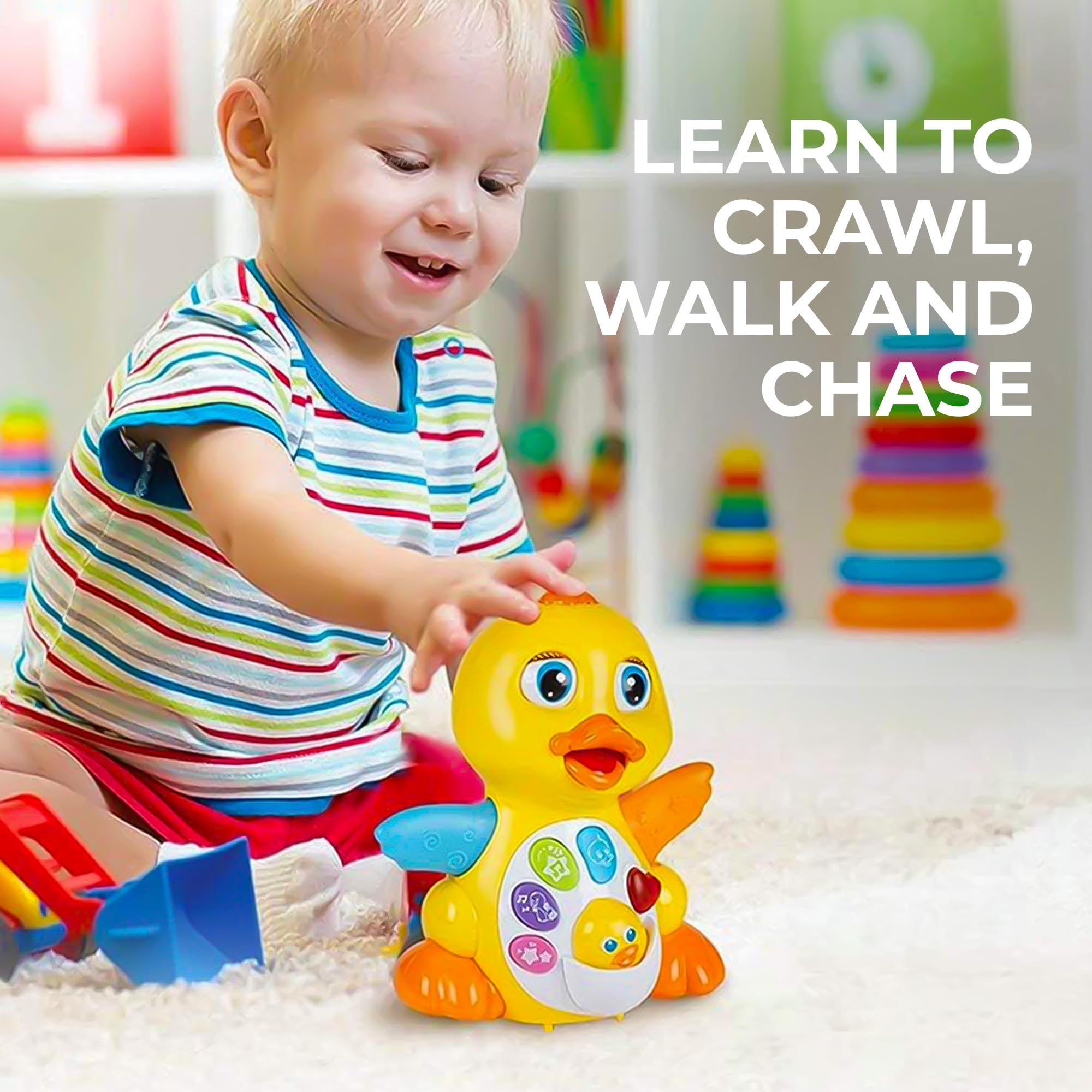 TOYTHRILL Baby Musical Duck Toy, Dancing Walking Yellow Duck - Interactive Action Learning Educational Flapping Light up Dancing Duck with Music