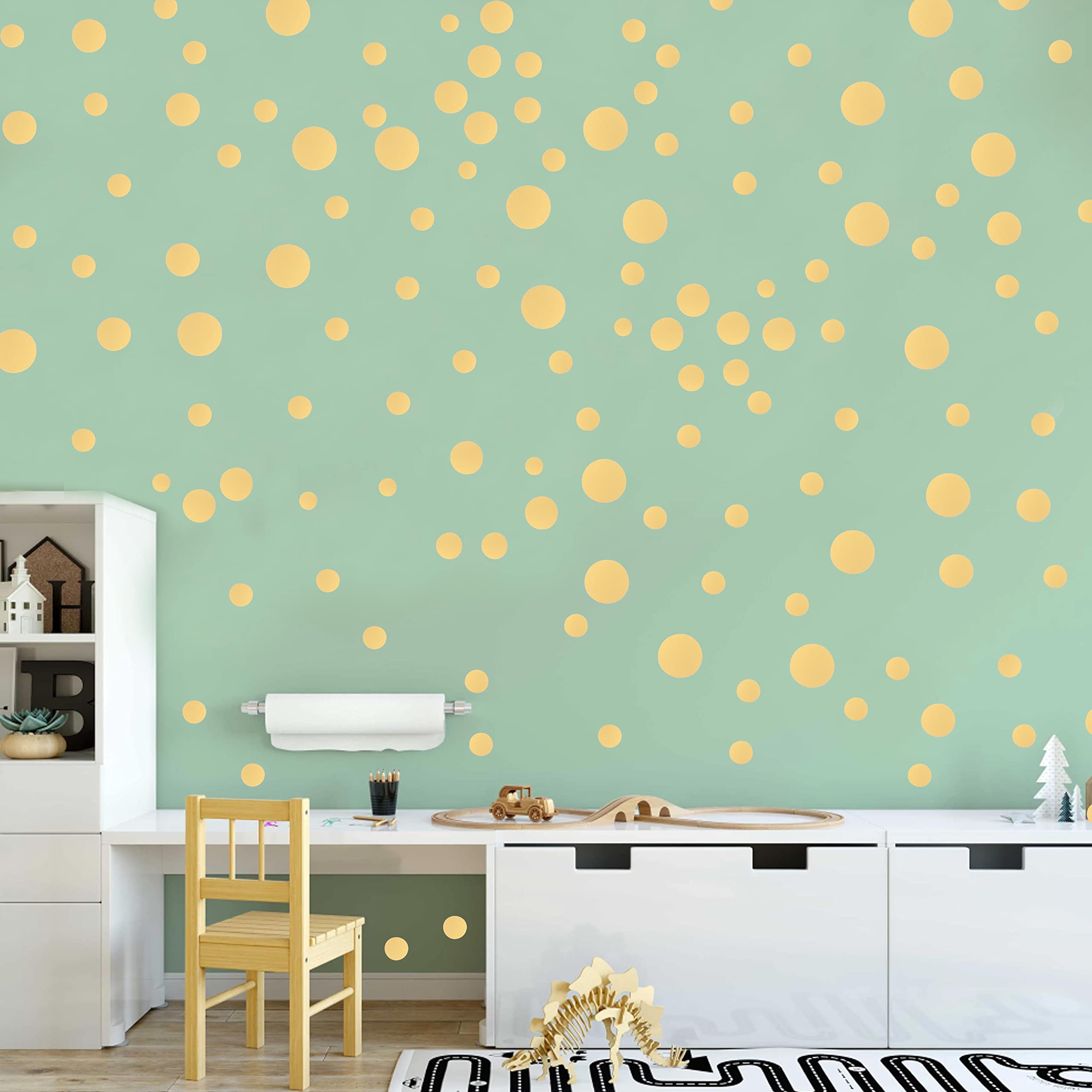 Gold Dot Wall Decal Set of 160 - Dots for Walls Nursery Wall Decals, Kids Room Decor or Classroom Decor - Removable Dots Wall Stickers