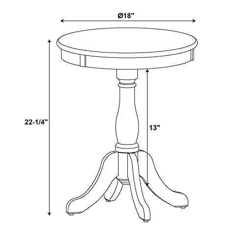 Powell Furniture Round Table, Black, 18"L x 18"W x 22"H