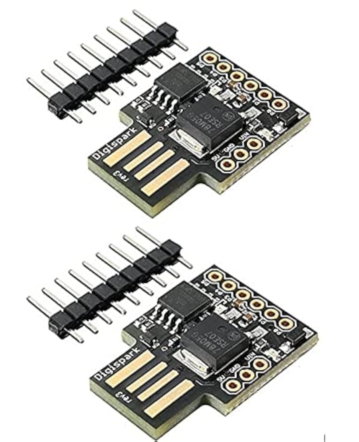 RedTagCanada Digispark Kickstarter Compatible General Micro USB Development Board for ATTINY85 for Arduino Description, with Connector pins (2 Pieces USB Development Board)