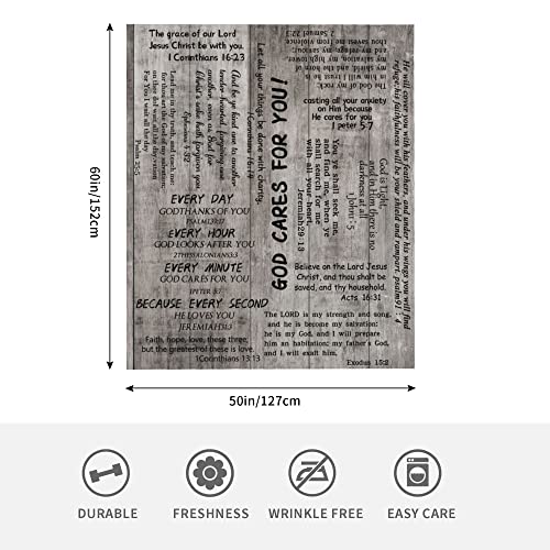WISH TREE Christian Gifts for Men Scripture Throw Blanket Religious Spiritual Gifts with Bible Verse, Inspirational Thoughts and Healing Prayers Gift for Women Men 50"x60" (Holy Bible)