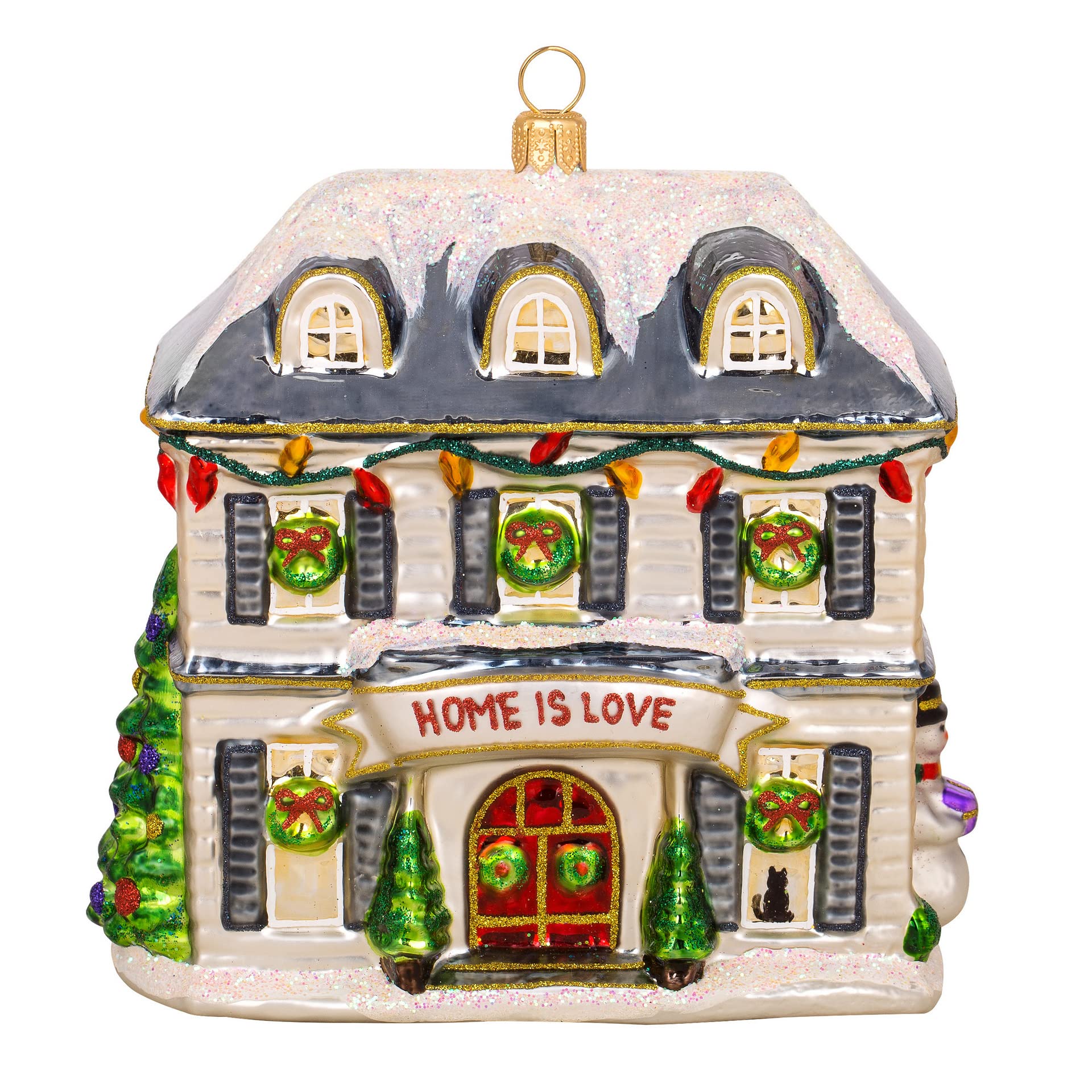 EBE015 Miss Christmas 2024 Collection Home is Love New House Blown Glass Christmas Tree Ornament