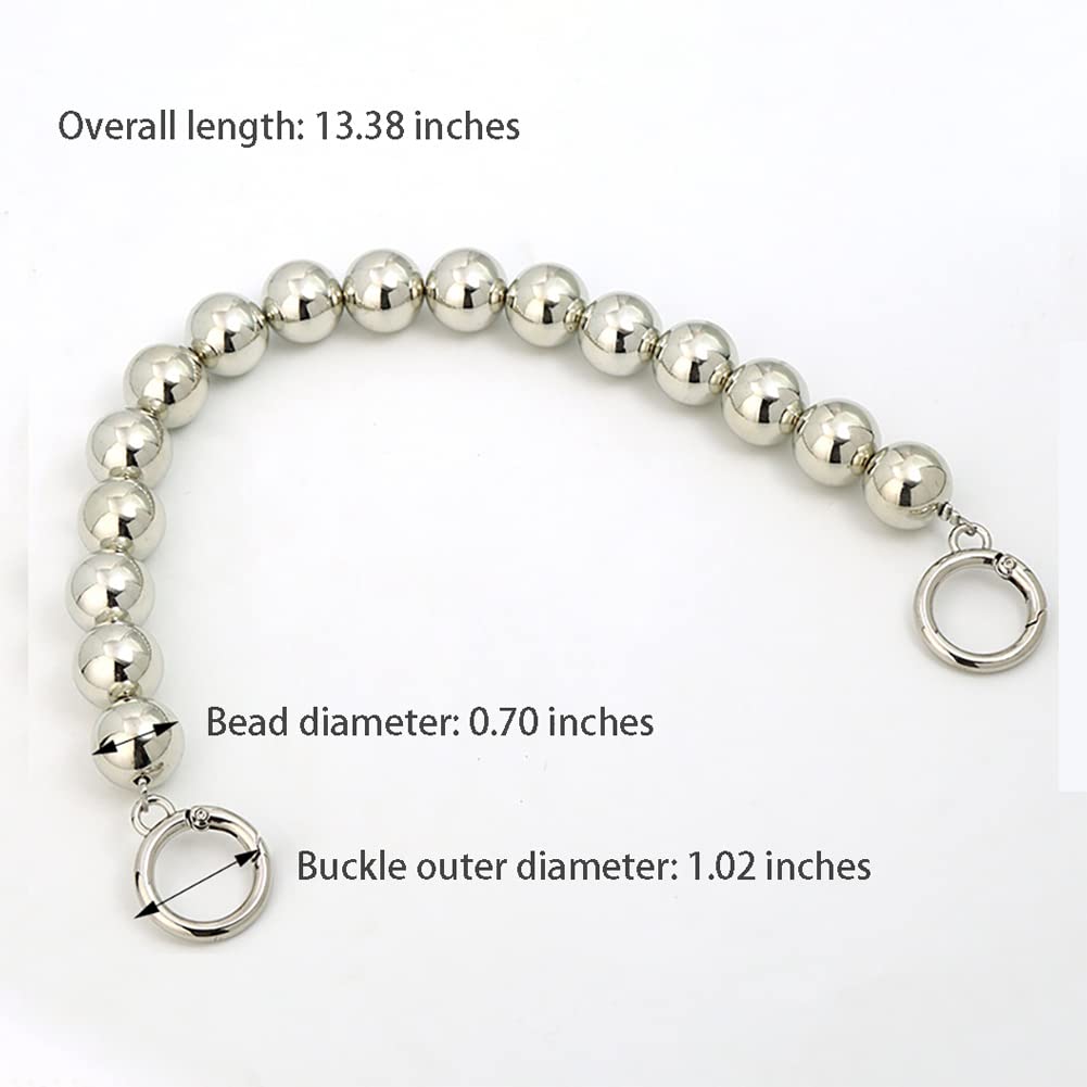Handbag Chain Accessories with Metal Buckles, Bag Charm Chain for Women Purses Supplies,Pearl Beads Chain for Shoulder Bag (Silver Beads)