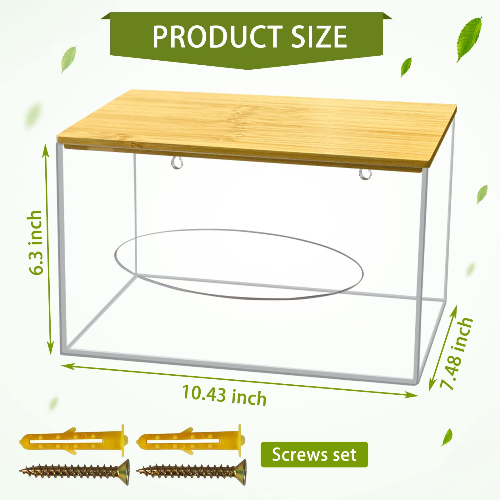 Extra Large Trash Bag Dispenser Roll Holder, Acrylic Garbage Bag Dispenser with Bamboo Lid, Wall Mount Trash Bag Organizer for Kitchen Cabinet, Under Sink