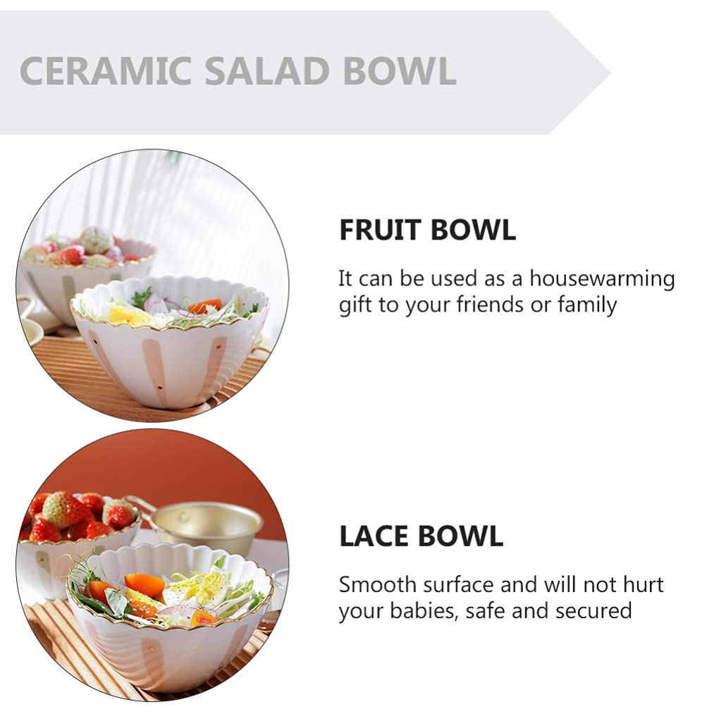 FRCOLOR Ceramic Fruit Bowl Porcelain Dessert Plate Bowl Flower Shaped Bowl Salad Bowl Dish Plate Kitchen Gadgets Pink
