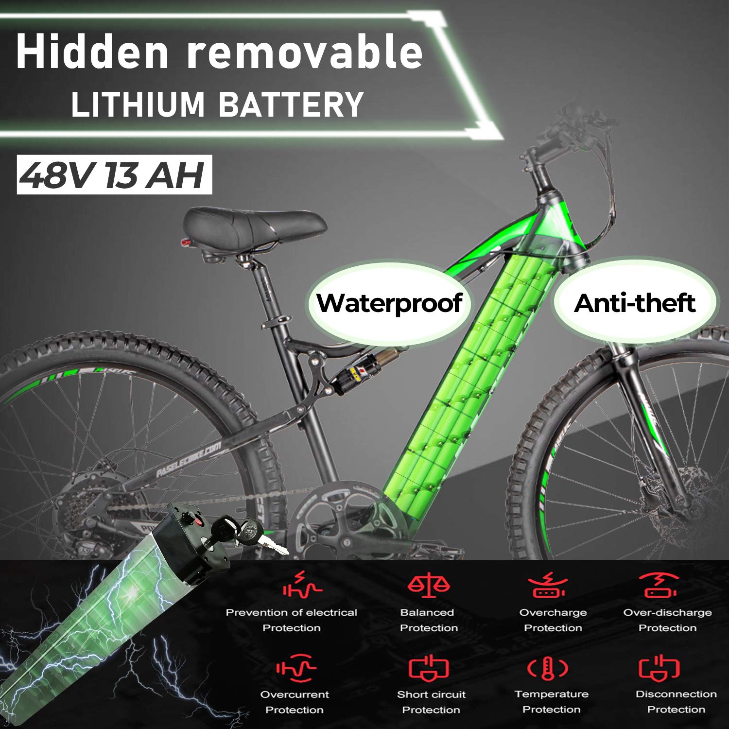 Electric Mountain Bikes for Adults 27.5'' Electric Bicycle, Hydraulic Brakes, 500W BAFANG Motor Ebike with 13ah Removable, Full Suspension E-MTB, 9-Speed Gears (Black BF)
