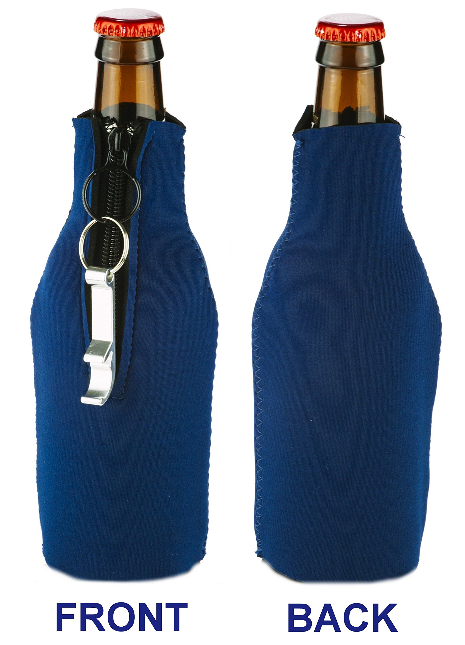 Funny Guy Mugs Premium Plain Collapsible Neoprene Bottle, Mullti-Colored, Set of Four With Bottle Openers
