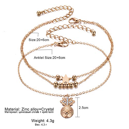 Starain 12pcs Women's Charm Anklet Set Gold Multilayer Adjustable Ankle Bracelets Boho Beach Foot Anklet for Women Girls
