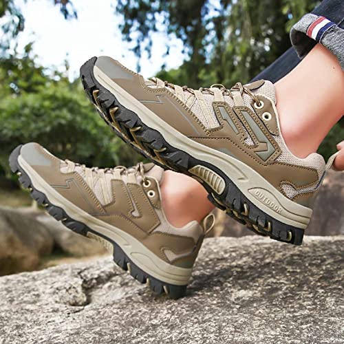 HARMOX Men's Women's Hiking Boot Slip Resistant Hiking Shoes for Men Waterproof Anti Slip Brown