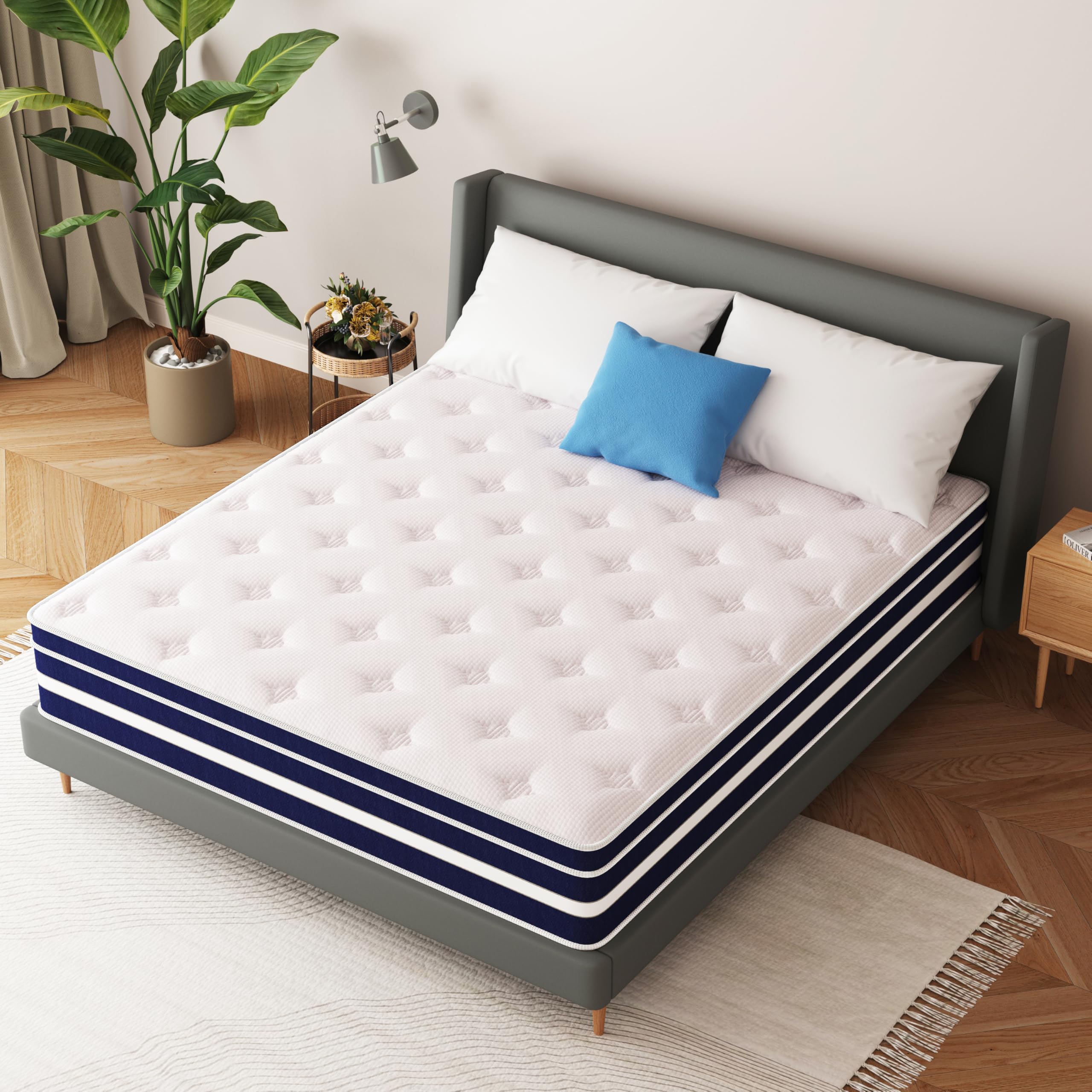 Queen Size Mattress, 12 Inch Memory Foam Hybrid Mattress in a Box with Individual Pocket Spring for Pressure Relief & Motion Isolation & Strong Edge Support, Medium Firm, CertiPUR-US,100 Nights Trial