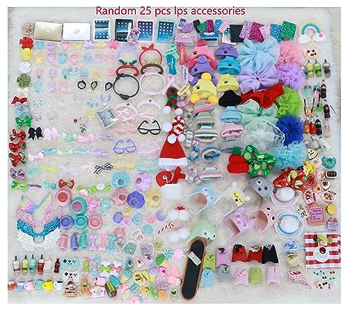 LPS Accessories Lot (Random 25 PC) LPS Clothes Bow Skirt Collar Food and Drink Laptop Necklace Phone Fit LPS Figures LPS Cat Collie Cocker Spaniel Great Dane Dachshund Toy Pets