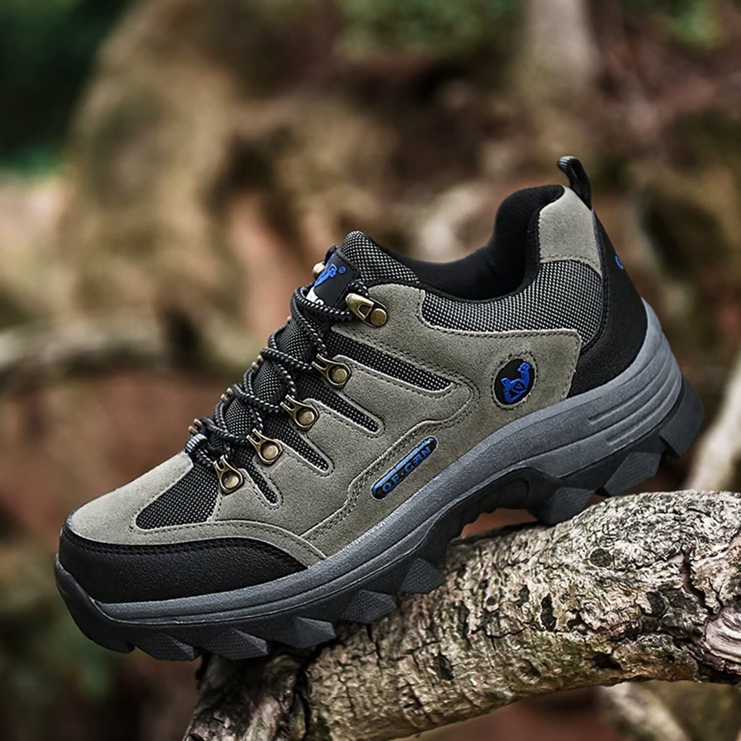 HARMOX Women's Men's Hiking Boot Non Slip Hiking Shoes Women Waterproof Lightweight Comfortable Black