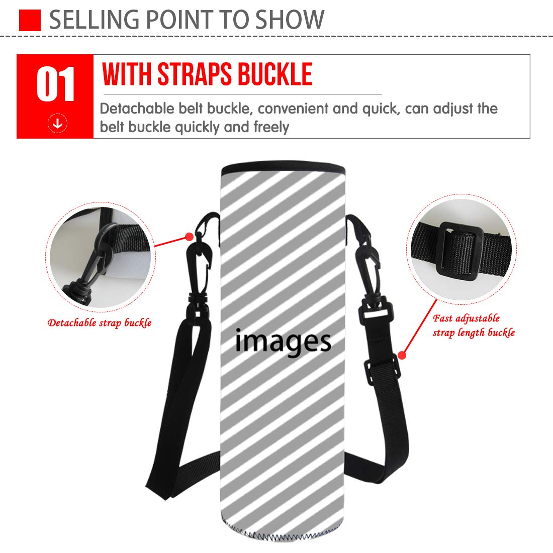 Freewander Customize Water Bottle Carrier Holds 24OZ/34OZ Stainless Steel Bottles Plastic Bottles Custom Your Own Image Text