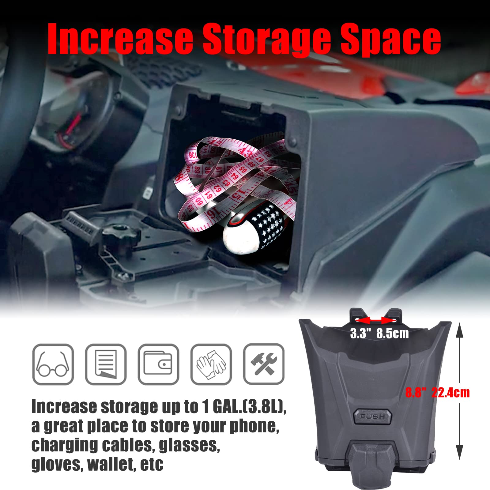 Goldfire X3 Device Tablet Holder Mount with Storage Box Compatible with 2017-2024 Can Am Maverick X3 / X3 Max DS MR RC Turbo R Maverick X3 Accessories (OE: #715002874)