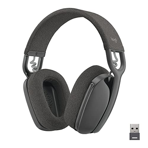 Logitech Zone Vibe 125 Wireless Headphones with Noise-Canceling Microphone, Bluetooth, USB-A Receiver; Works with Zoom, Google Voice, Google Meet, Mac/PC - Graphite (Renewed)