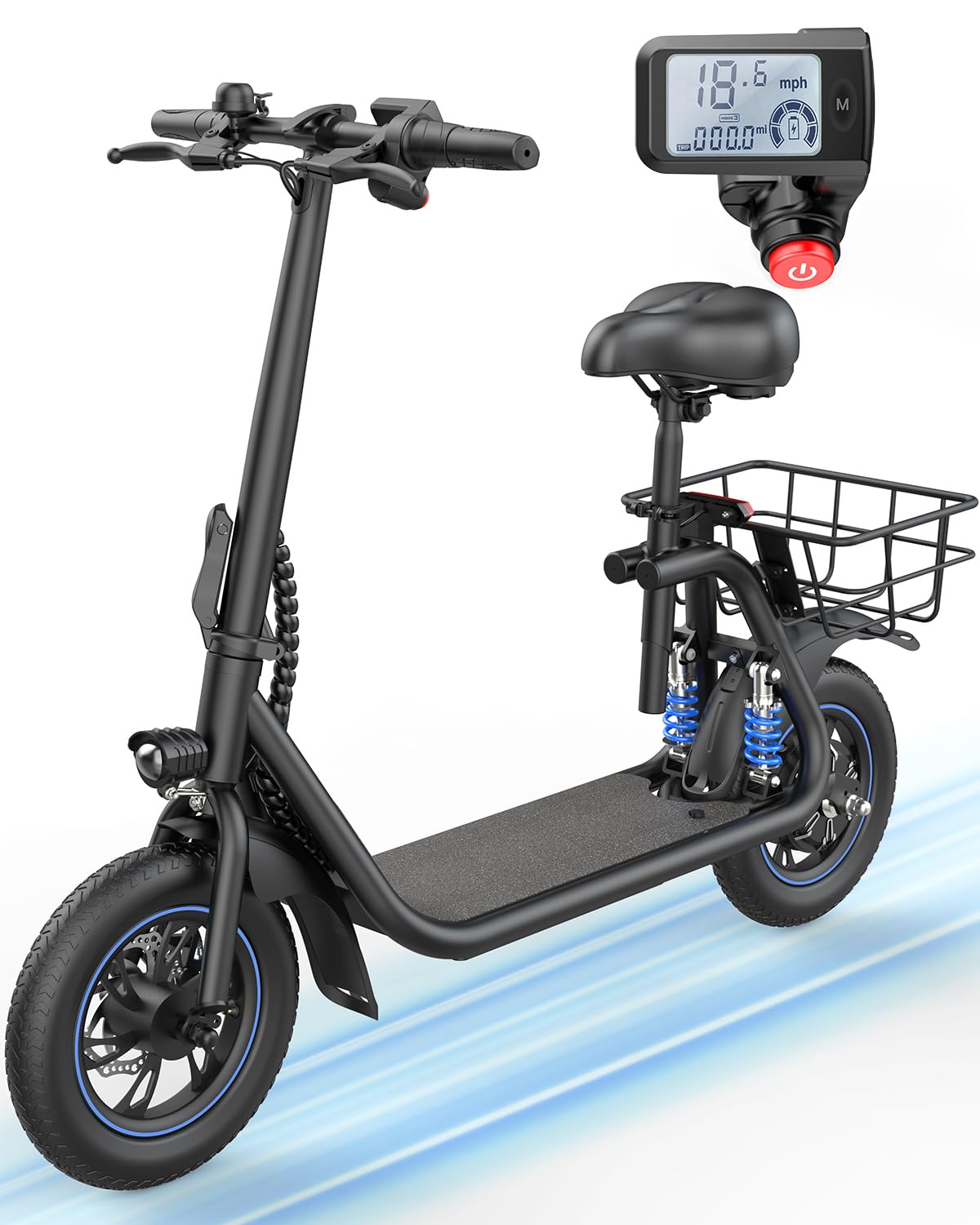 Electric Scooter with Lock,Up to 18.6mph,25 Miles Long Range,C1Pro Foldable Electric Scooter