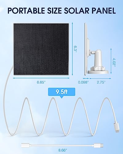 EBL 5W Solar Panel for Wireless Outdoor Security Camera, Solar Panel Charger for Rechargeable Battery Powered Surveillance Cam with Micro USB to USB C Input Port for Phone iPad Outdoor Use