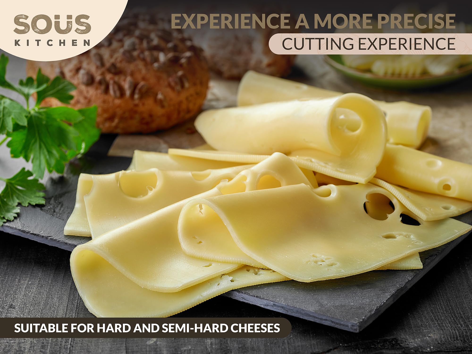 Sous Kitchen Cheese Slicers For Block Cheese - Cheese Cutter With Wire For Precise Cutting Experience - Foldable Wire Cheese Slicer - Rust Proof Cheese Slicer Wire - Dishwasher Safe Wire Cheese Cutter