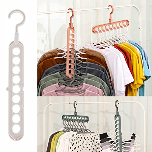 White Magic Hangers Space Saving Clothes Hangers,Closet Organizers and Storage,Smart Space Saver Sturdy Plastic Hangers with 9 Holes for Heavy Clothes,College Dorm Room Essentials for Wardrobe 5 Pack