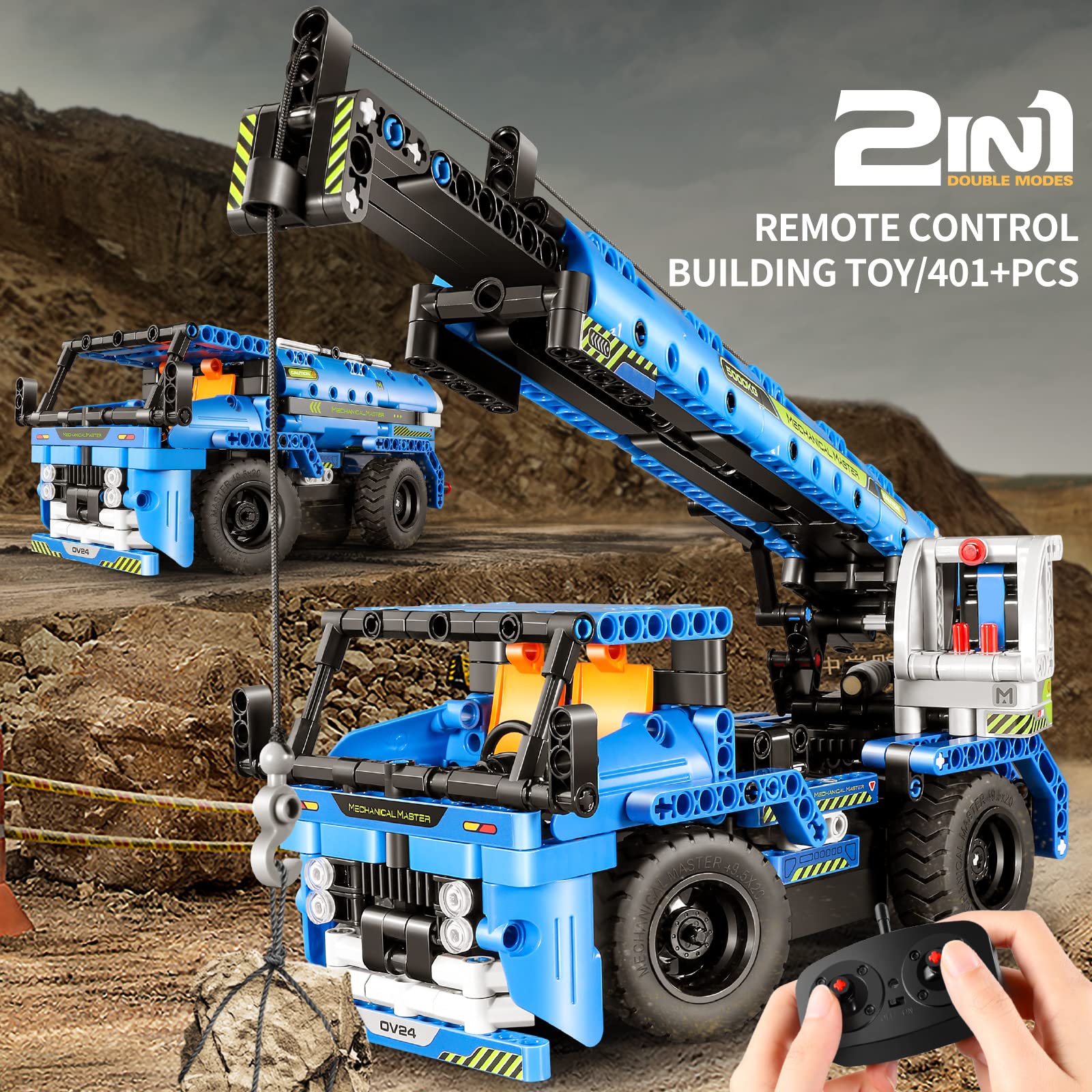 DOLIVE Remote Control Building Toys for 7-9 Year Old Boys, 2-in-1 Technic Vehicle Building Kits for Kids 8-12, Construction Erector Set Crane Truck Build Model for Boys Girls