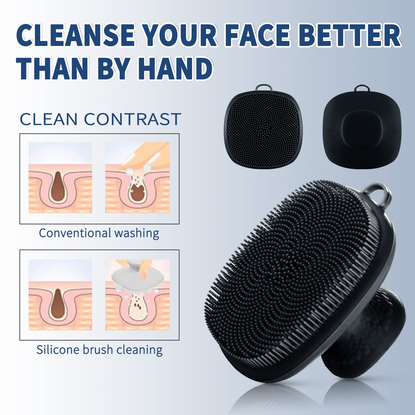 Face Scrubber,Silicone Face Scrubber for Men, Facial Cleansing Brush Silicone Face Wash Brush Manual Waterproof Cleansing Skin Care Face Brushes for Cleansing and Exfoliating (Black)