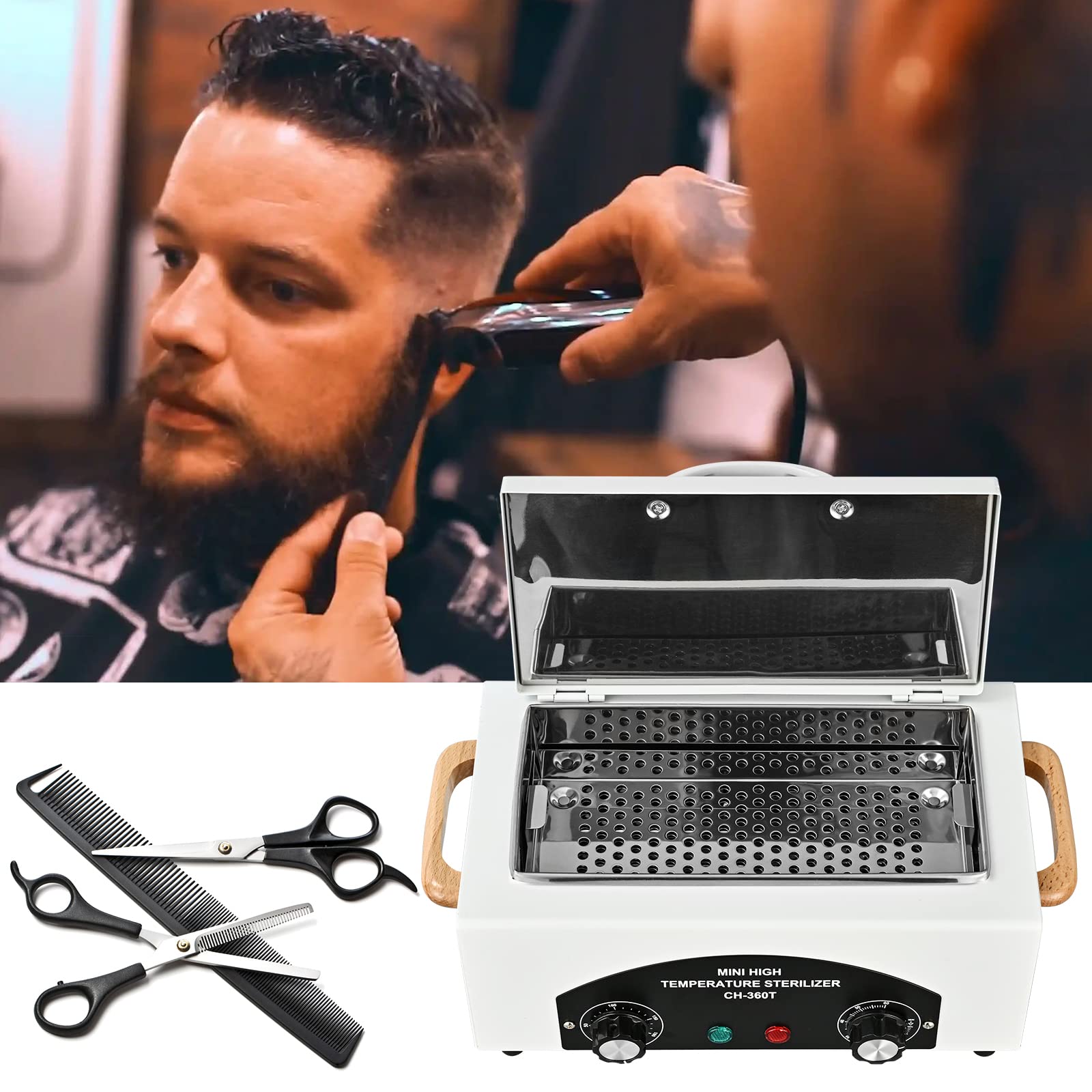 High Temperature Metal Tool Cleaning Box, 110V 300W 1.5L with Timer Manicure Pedicure SPA Salon Barber Equipment for Sundry Beauty Hair Nail Metal Tools with Handle