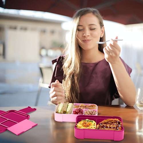 STAVOZE Bento Box, Bento Lunch Box for Kids, 1550ML Lunch Containers for Kids/Adults/Students, 6 Compartment LeakProof Adult Lunch Box with Utensils, Microwave/Dishwasher/Freezer Safe