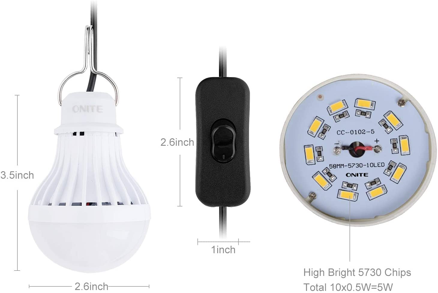 Onite USB Light, Camping Gear or Accessories, LED Camping Lights, Also for Garage Warehouse Car Truck Fishing Boat Outdoor Tent Emergency Light or Lantern, WarmWhite