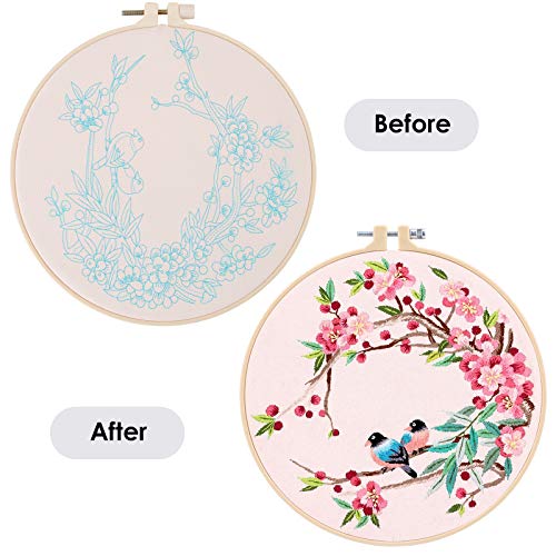 VOLSION Embroidery Starter Kit – Cross Stitch Kit with Embroidery Cloth, Plastic Hoop, Needles and Threads, Instructions – Complete Embroidery Kit for Adults – Suitable for Beginners and Hobbyists