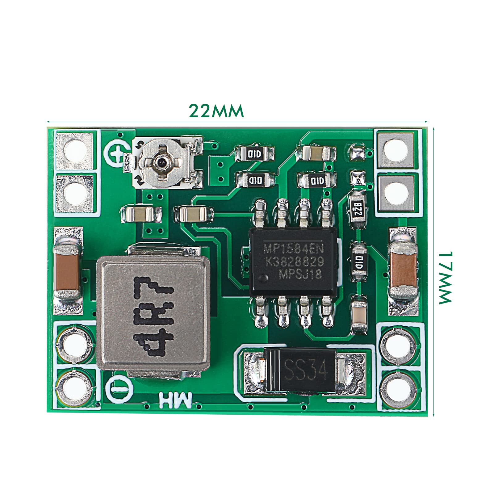eBoot Mini MP1584EN DC-DC Buck Converter Adjustable Power Supply Module 24V to 12V 9V 5V 3V (12 Pack)
