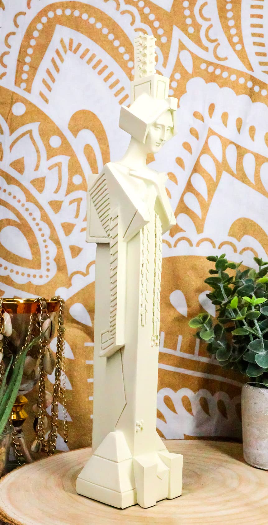 Ebros Frank Lloyd Wright Architecture Midway Gardens Collectible White Sprite with Crossed Arms Statue Reproduction Sculpture 13.75" Tall Home Decor Figurine