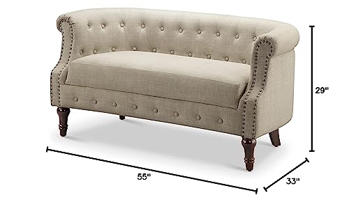 Rosevera C18-1 (1-B) Garner Chesterfield Settee Loveseat, Beige