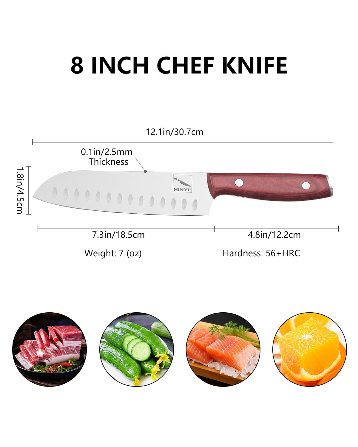 Hinye Chef Knife Ultra Sharp Santoku Knife Japanese Chefs Knife, Kitchen Knife Gadgets Birthday Gifts for Women Men Dad with High-End Gift Box (Ruby Red)