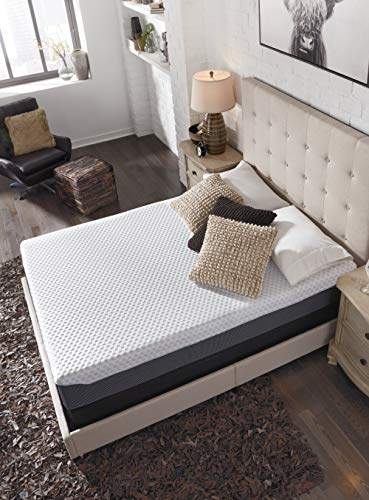 Signature Design by Ashley Full Size Chime Elite 10 Inch Plush Green Tea & Charcoal Gel Memory Foam Mattress with Micro Cool Cover, Full Size