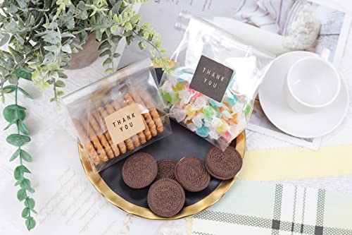 LOKQING Cellophane Treat Bags Cookie bags for Packaging Clear Gift Bags with Stickers for Cookies,Candy,Chocolates(Clear,9x4 INCH)