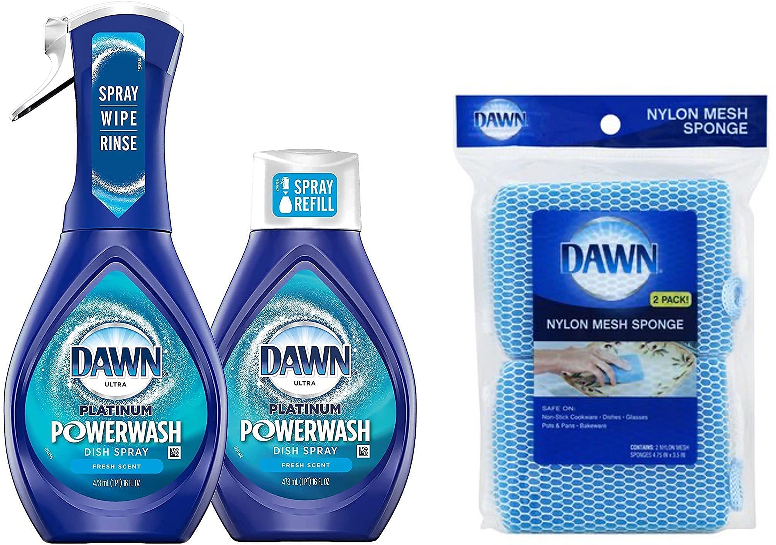 Dawn Platinum Powerwash Value Pack - Fresh Scent - 16 oz Sprayer, 16 oz Refill, 2 Flip-It Sponges