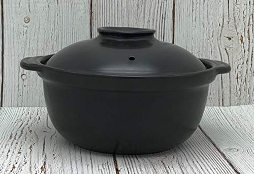Premium Ceramic Black Casserole Clay Pot with Lid,For Cooking Hot Pot Dolsot Bibimbap and Soup