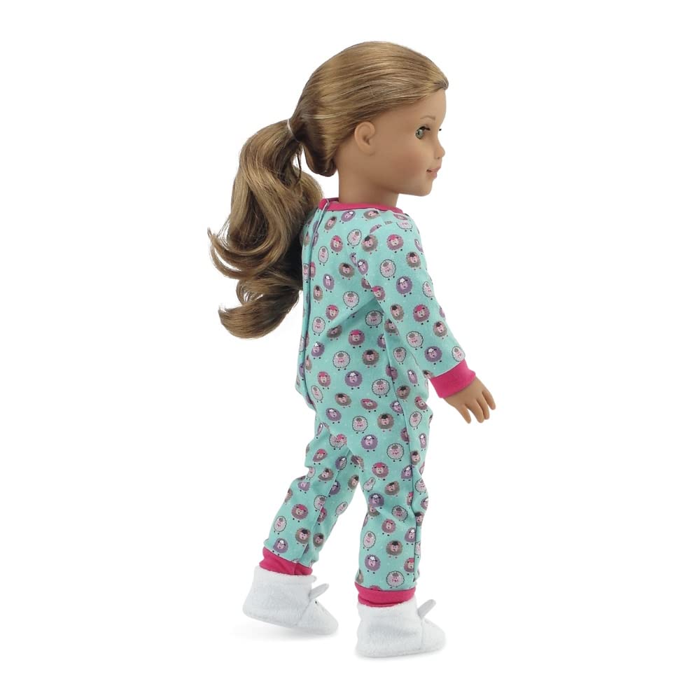 Emily Rose 18 Inch Doll PJs Pajamas Gift Set | 18" Doll Sleeping Clothes - 2 PC Set, with Fun 18-in Doll Lamb Slippers! | Gift Boxed! | Compatible with 18-inch American Girl Dolls
