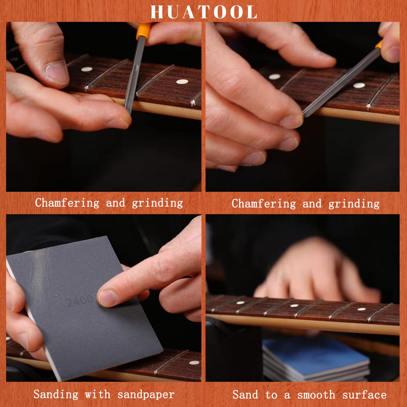 HUATOOL Guitar Fret Wires Nickel Silver 2.0MM Corner Cutting Fret Wire Set Guitar Fingerboard Guitar Parts Accessory Replacement, for Acoustic Guitar, 21pcs