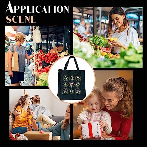 WADORN DIY Canvas Tote Bag Embroidery Kit, Flower Pattern Canvas Bag Materials Making Set DIY Embroidery Bag Cross Stitch Kits Personalized Canvas Bag Kits Include Hoops Needles for Adults, Black 1