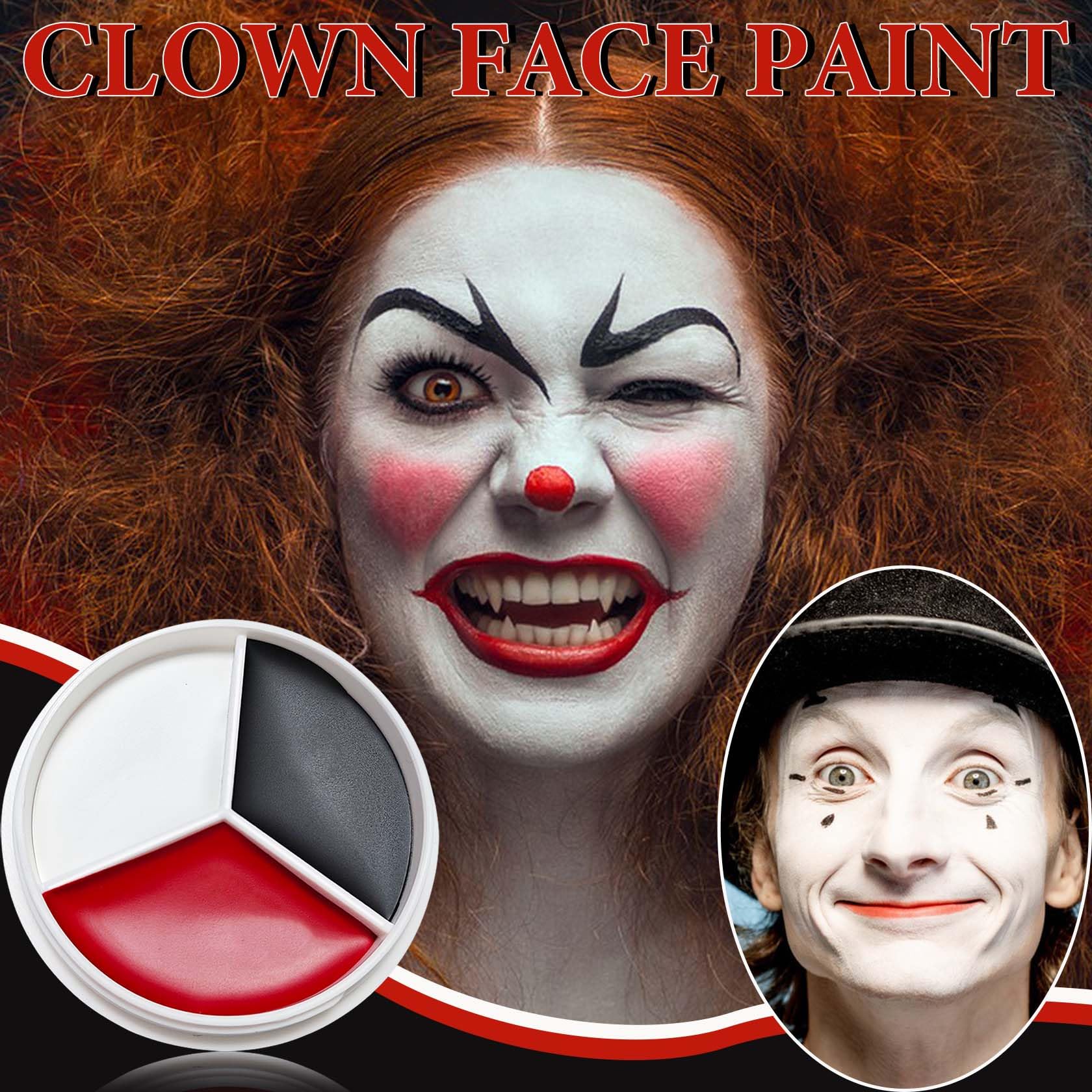 DuoZeng White Red Black Halloween Face Paint Makeup,Professional White Face Paint Clown Joker Cream Makeup Face Painting Kit,Body Paint for Halloween Zombie Costume Stage Cosplay
