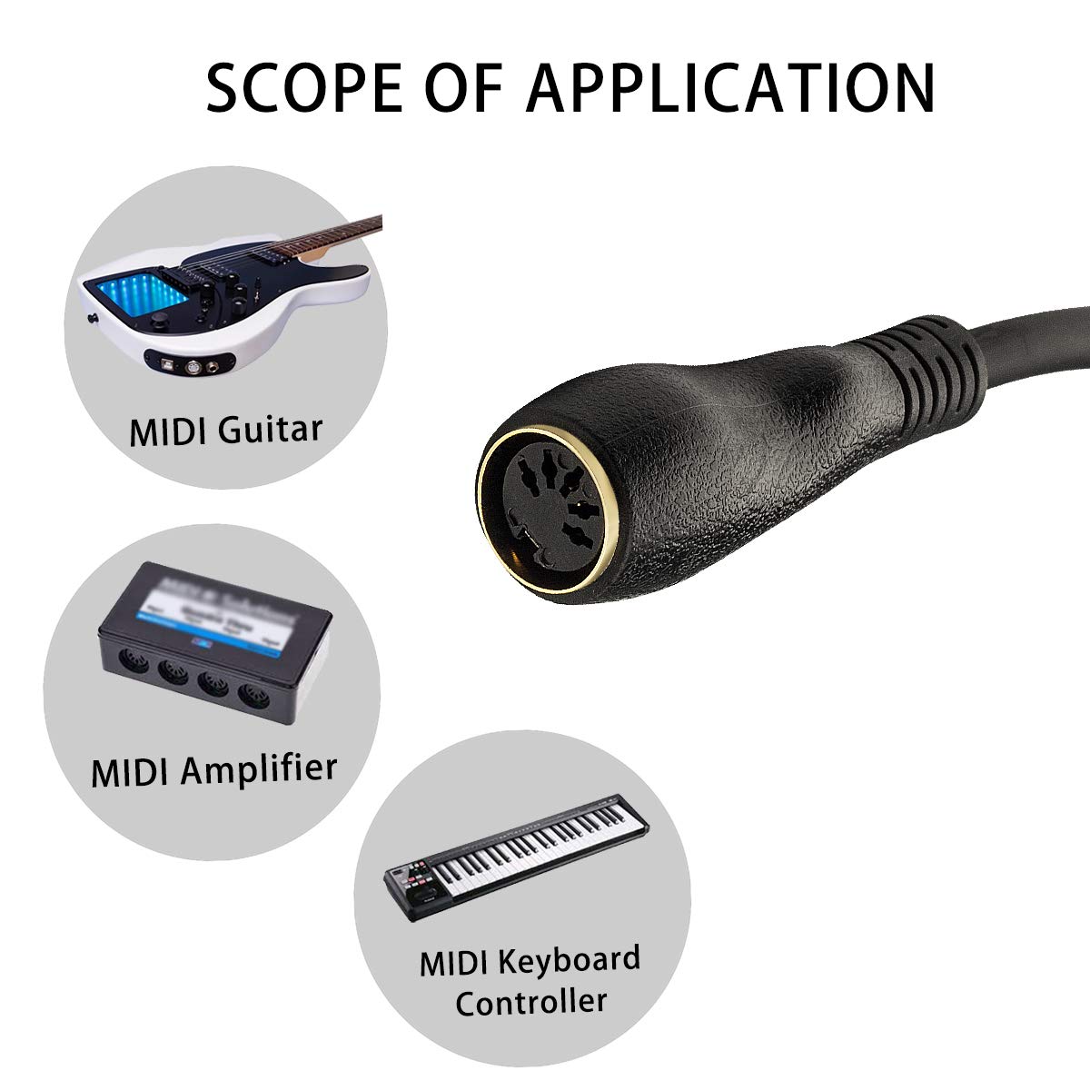 EBXYA MIDI Y Splitter Cable - 5 Pins Din MIDI Male to Dual Female Cable, 3 Feet 2 Packs