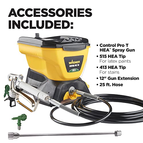 Wagner Spraytech 2422951 Control Pro 130 Paint Sprayer Kit, High Efficiency Airless Sprayer with Low Overspray & 12" Extension, 515 & 413 Tip for Large Projects, Yellow