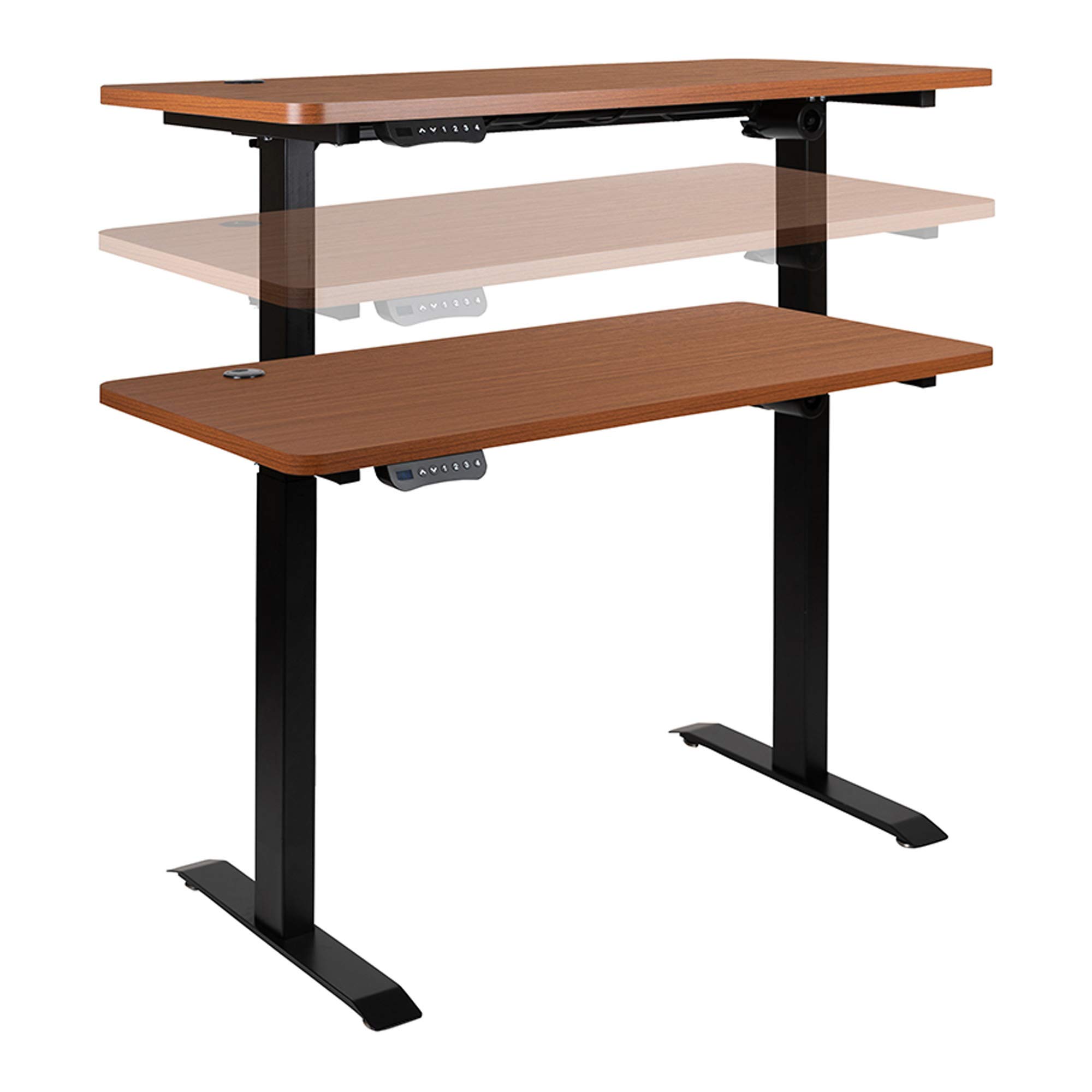 Flash Furniture Regent Manor 48"W x 24"D Mahogany Electric Height Adjustable Standing Desk with Black Mesh Swivel Ergonomic Task Office Chair