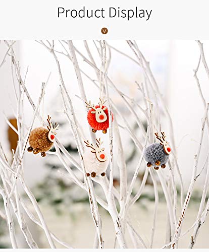 PartyYeah 24Pcs Christmas Cute Wool Felt Wooden Elk Antler Pendants Christmas Tree Decorations Cute Deer Craft Ornament for Christmas 2022 New Year Home Decor