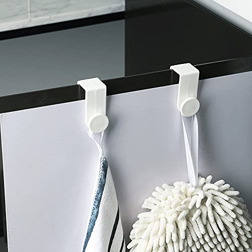 GOOFFY Door Metal Hooks for Hanging 2Pcs Portable Multi-Functional Free Punching Door Back Hook White for Home Kitchen Bathrooms Door Hooks Hanger