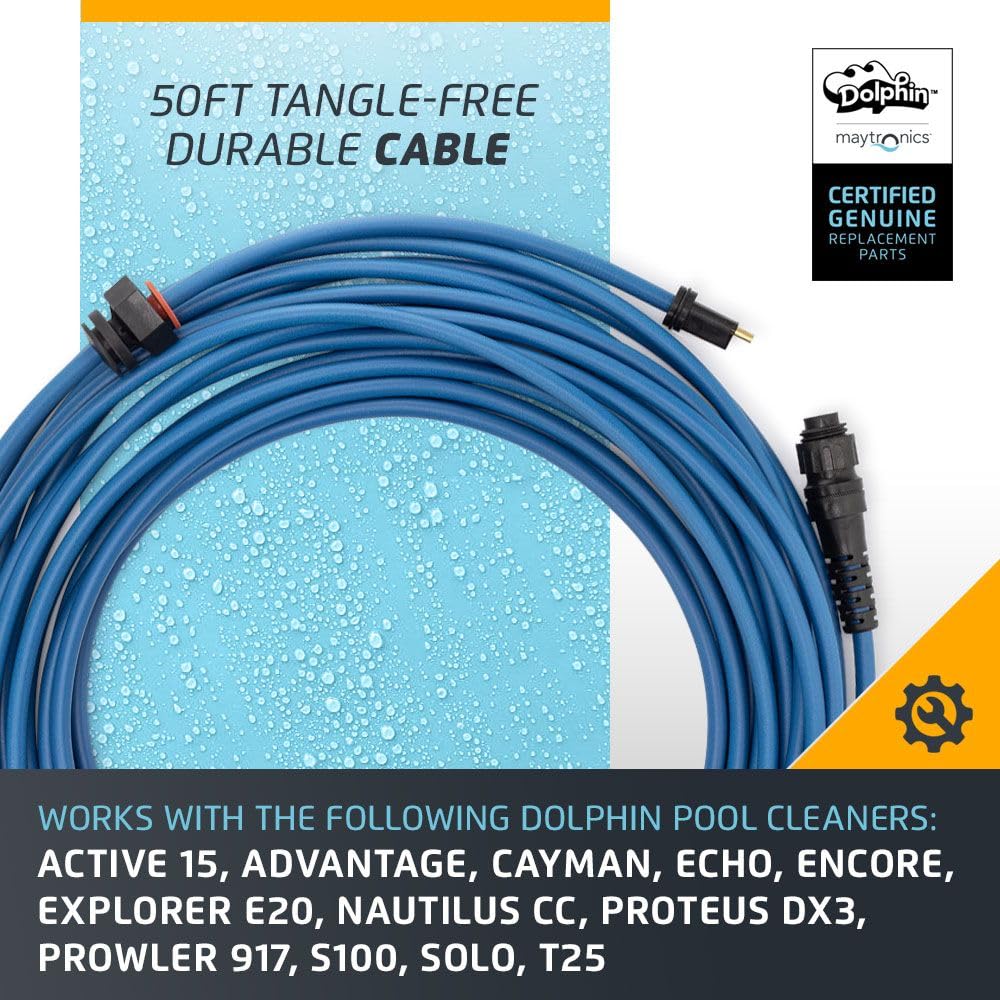 Dolphin Genuine Replacement Part β Durable 50 FT Blue Cable for Agile Robot Movement β Part Number 9995884-DIY